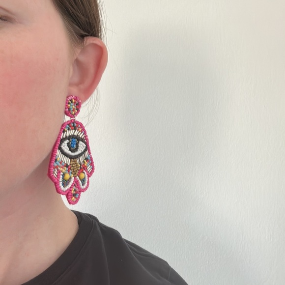 Jewelry | Funky Hot Pink Beaded Earrings | Poshmark